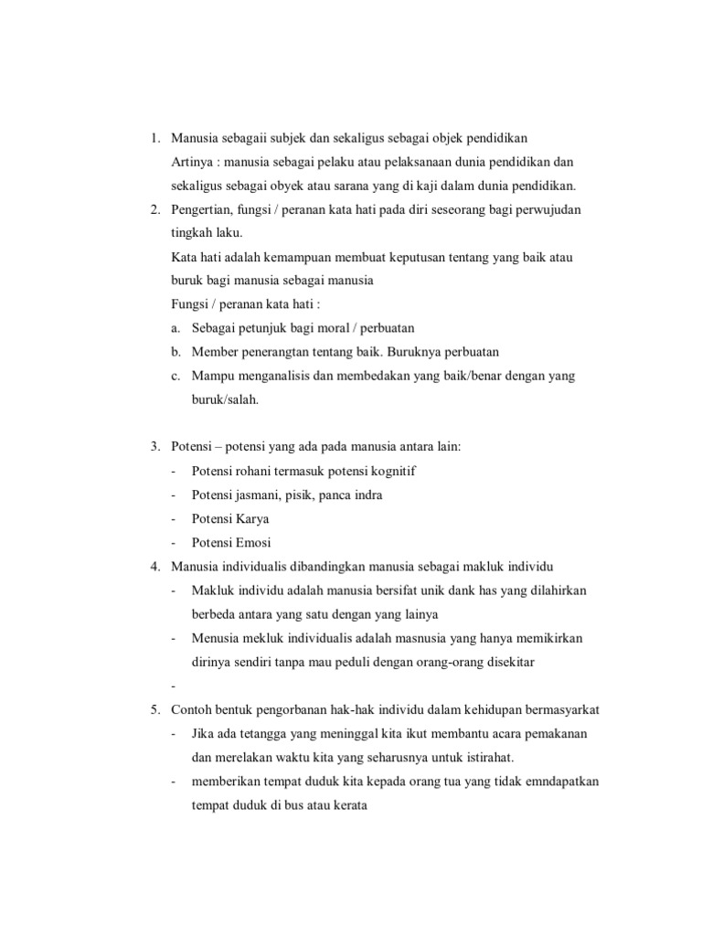 Manusia Sebagaii Subjek Dan Sekaligus Sebagai Objek Pendidikan | PDF | Karier & Perkembangan ...