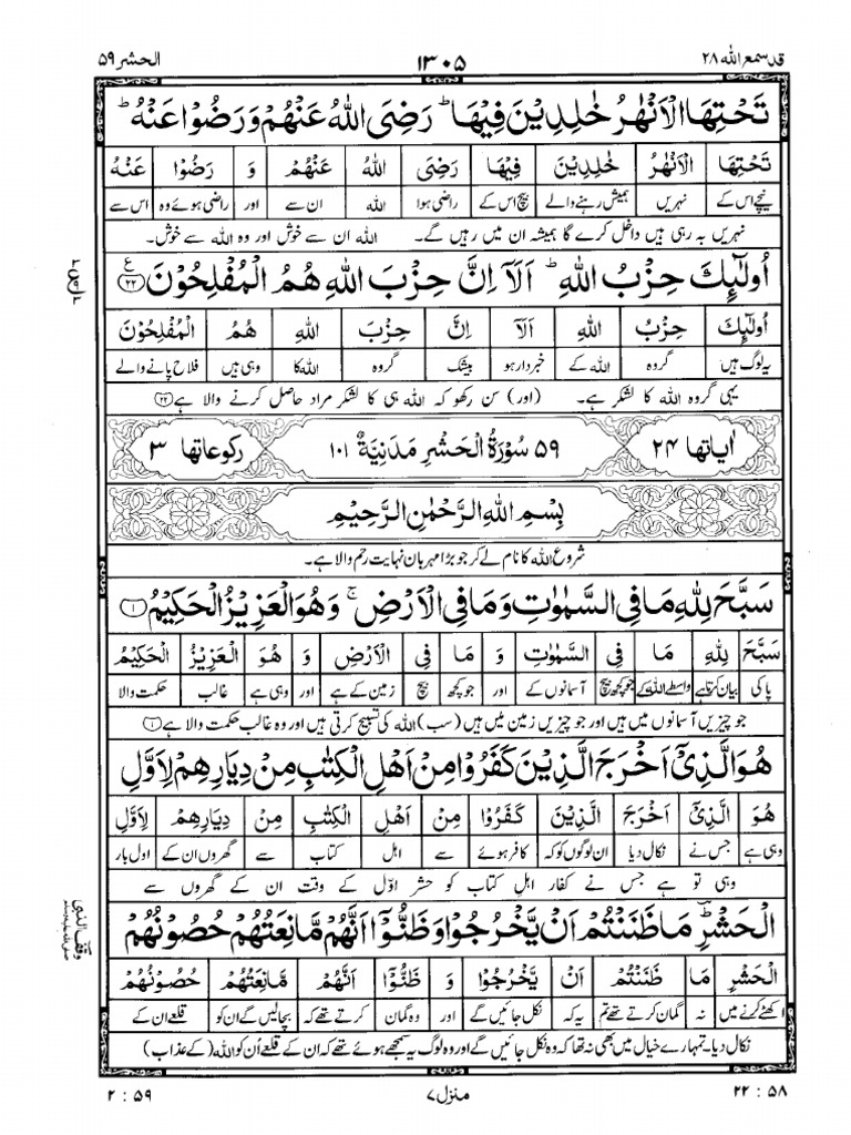 Surah 59 Al Hashr Urdu Tarjuma | PDF