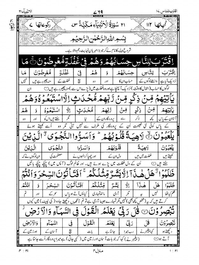 Surah 21 Al Anbya Urdu Tarjuma | PDF