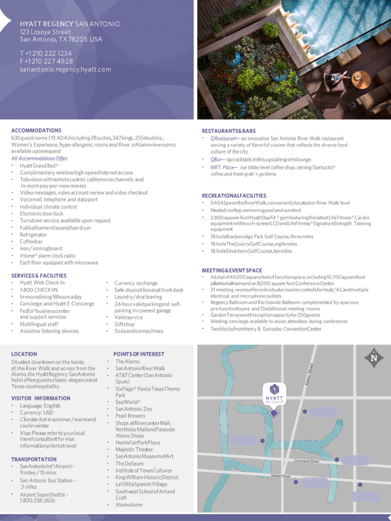 Hyatt Regency San Antonio Riverwalk Fact Sheet English 022219 | PDF