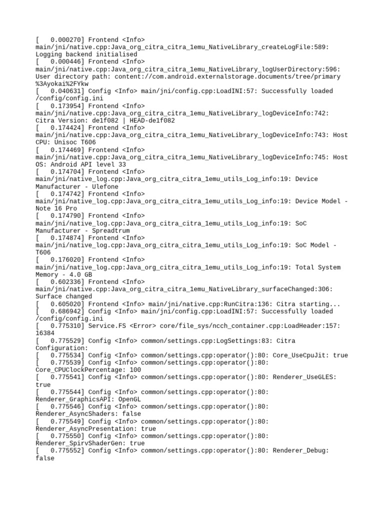 Citra Log | PDF | System Software | Computing