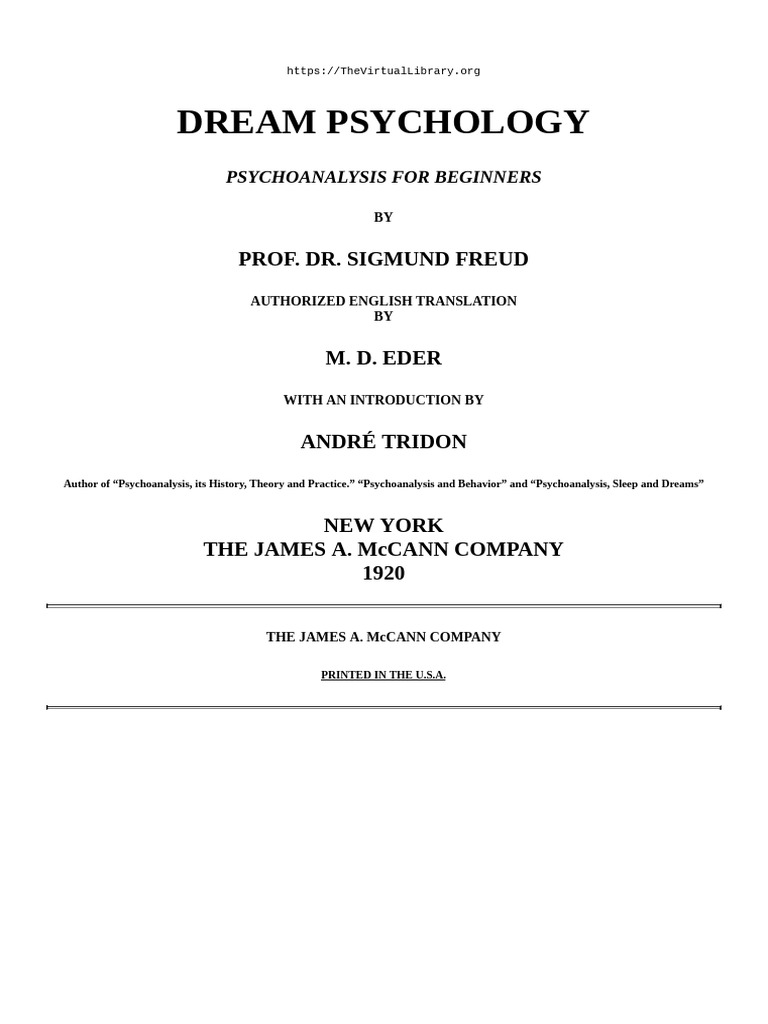 Dream Psychology (Sigmund Freud) | PDF | Dream | Sigmund Freud