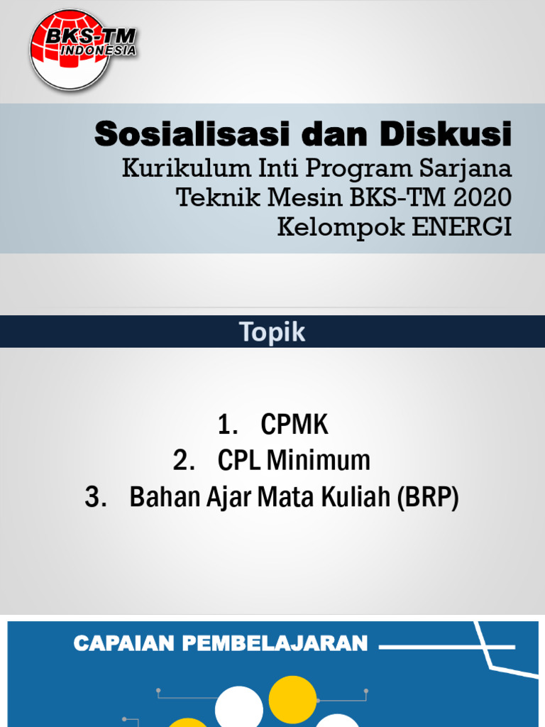 Kurikulum Inti Teknik Mesin BKS-TM 2020 | PDF