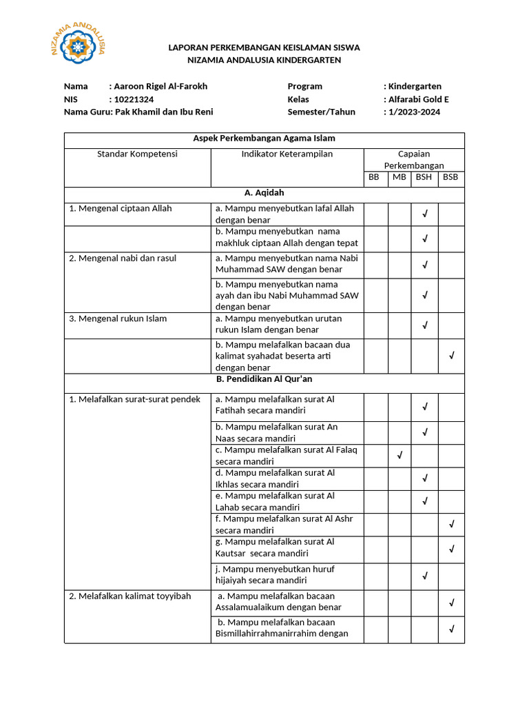 Rapor Agama Kurmer SMT 1 | PDF