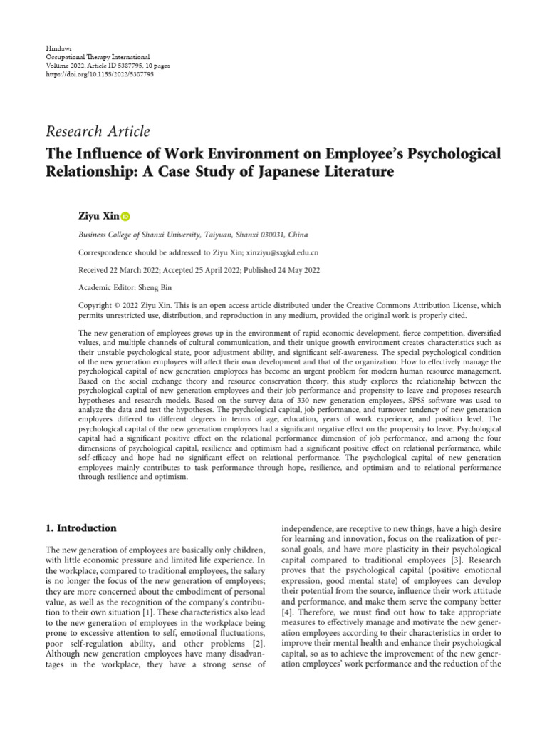 The Influence of Work Environment On Employees Ps | PDF | Standard ...