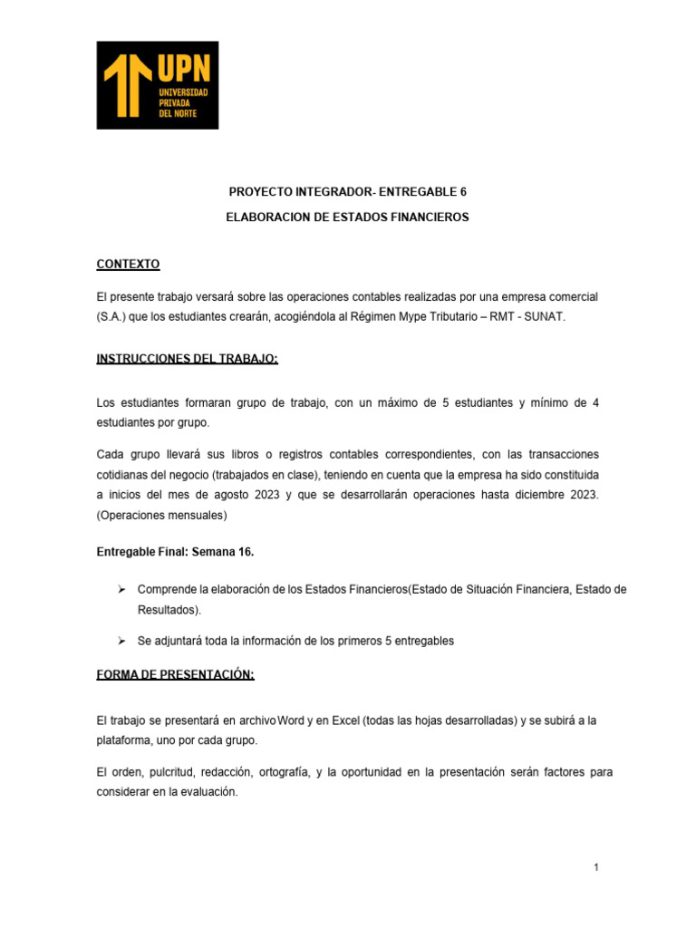 Proyecto Integrador - Detalle Entregable 6 | PDF