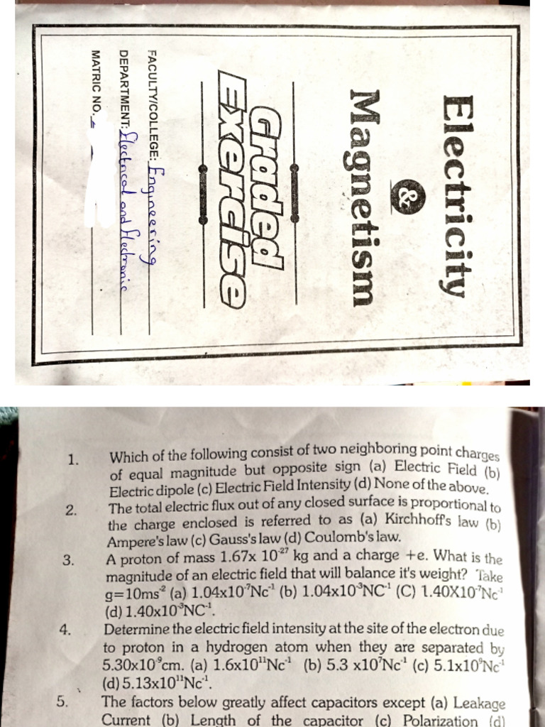 Phy 102 CA Question | PDF