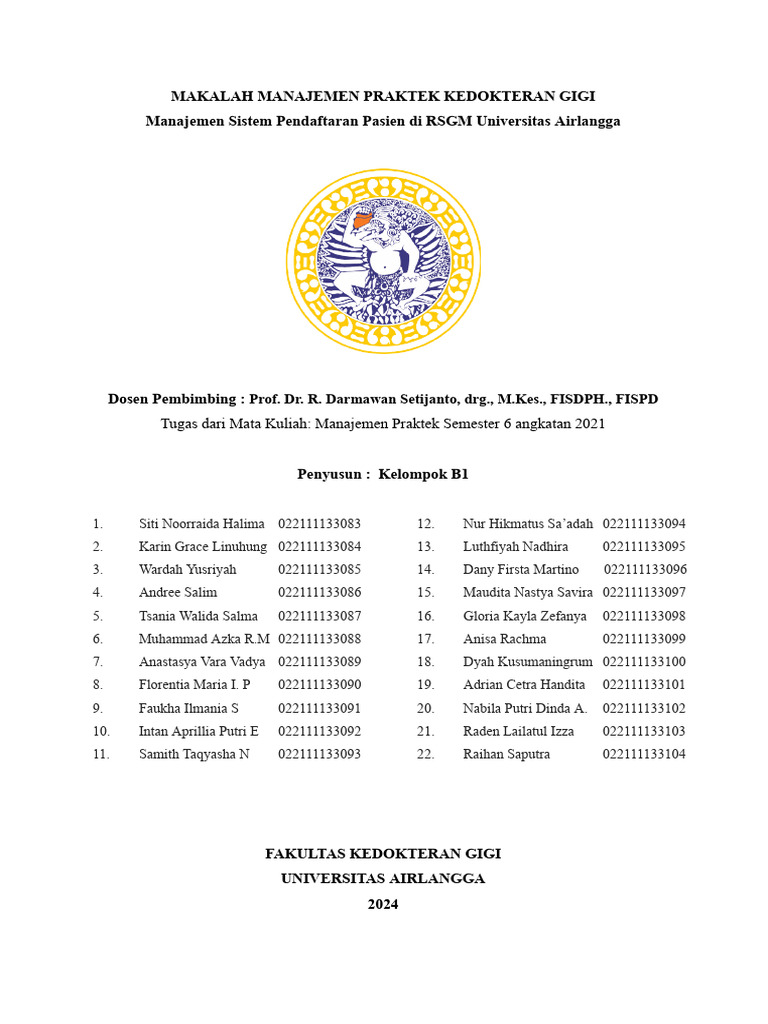 Manajemen Sistem Pendaftaran Pasien Di RSGM Unair | PDF