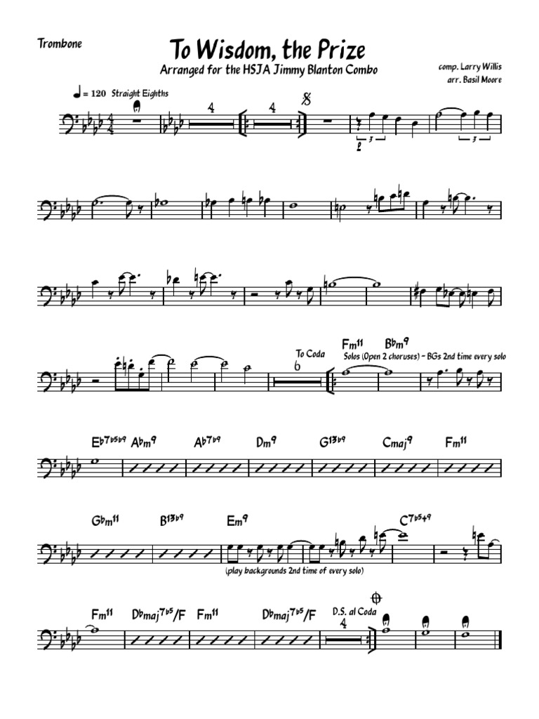 To Wisdom The Prize Arr HSJA-Trombone | PDF