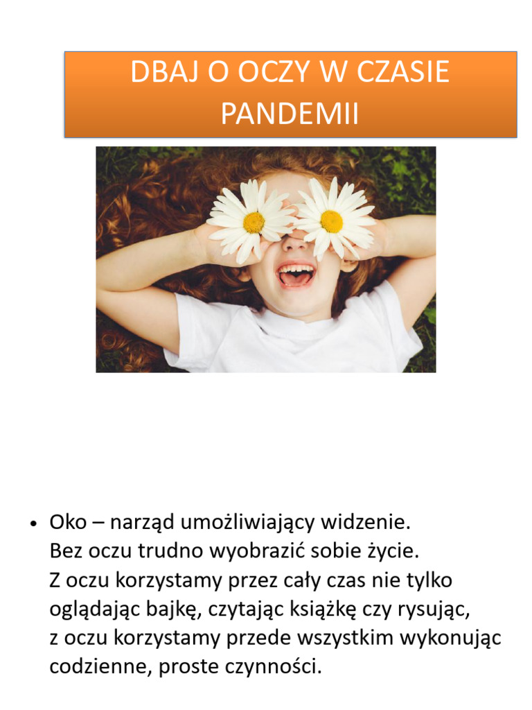 Prezentacja Dbaj o Oczy W Czasie Pandemii | PDF