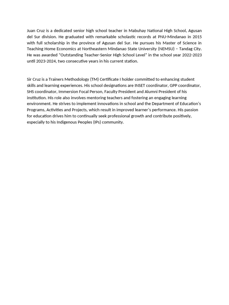 Sample Bionote | PDF