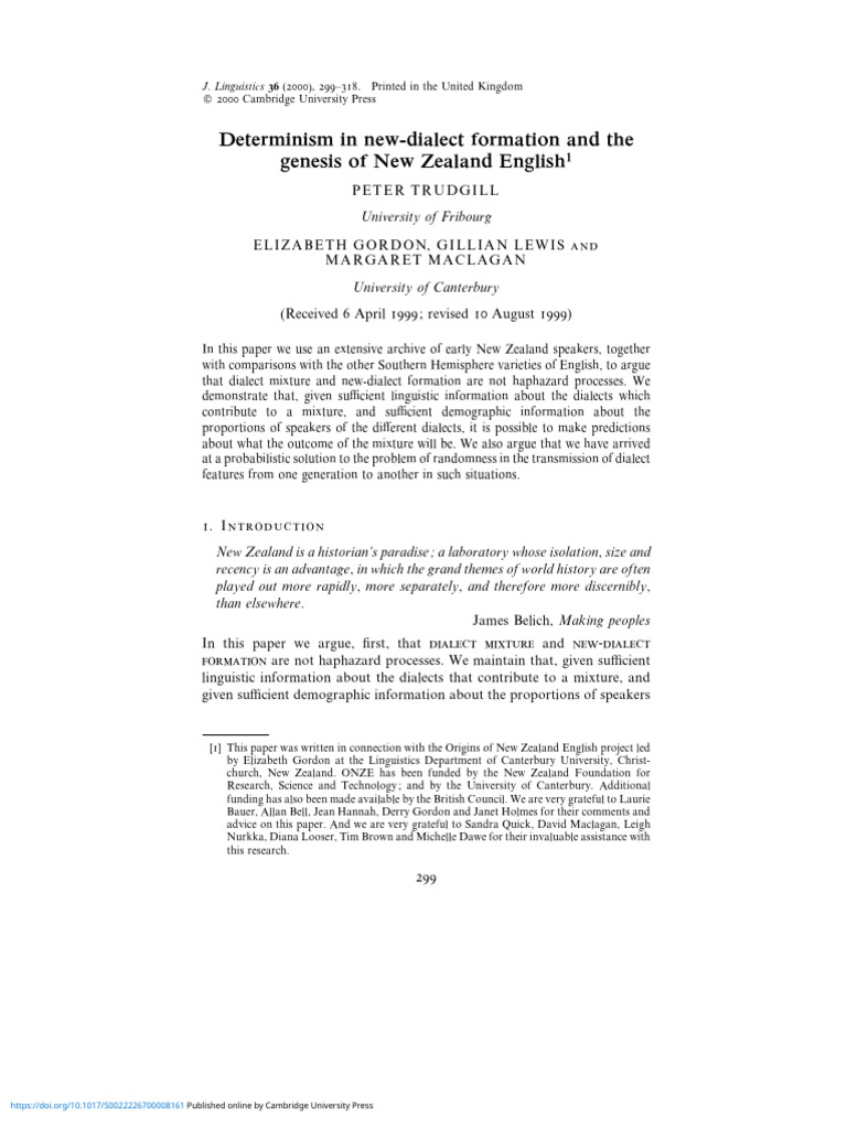 Determinism in New Dialect Formation and The Genesis of New Zealand ...