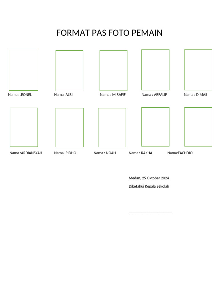 Format Pas Foto Pemain | PDF