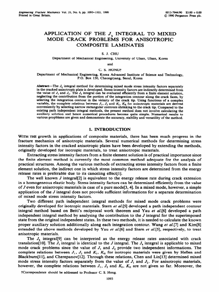 Application of The J, Integral To Mixed | PDF | Fracture | Integral