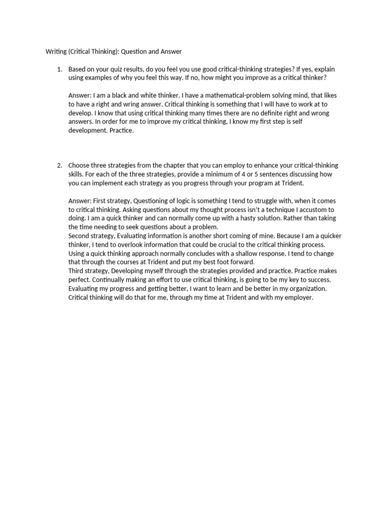 Critical Thinking | PDF