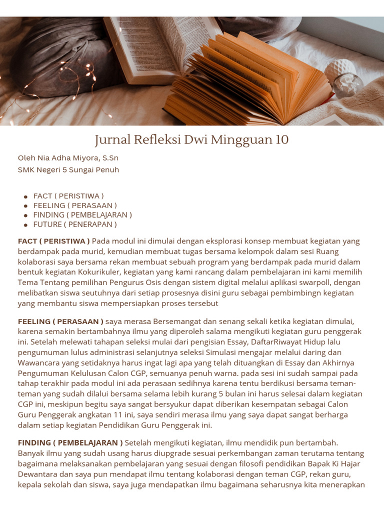 Jurnal DWI Mingguan 10 Nia Adha | PDF