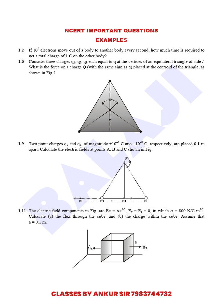 ELECTRIC CHARGES & FIELDS Ncert Imp Examples | PDF | Euclidean Geometry | Elementary Geometry