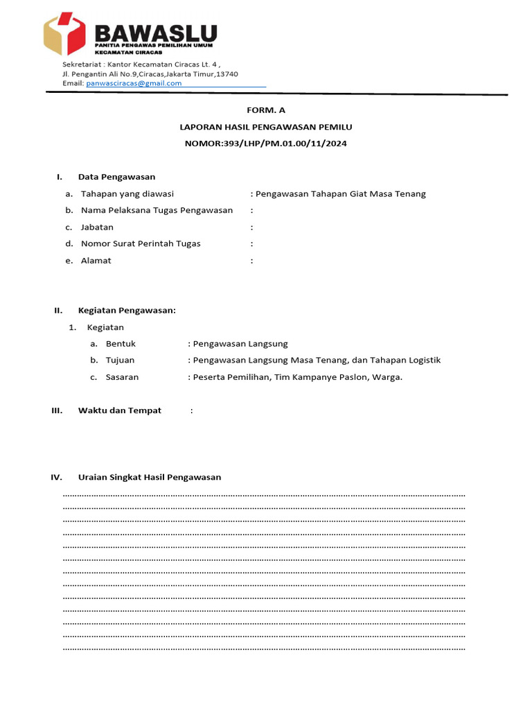 Form A Masa Tenang (PTPS) | PDF