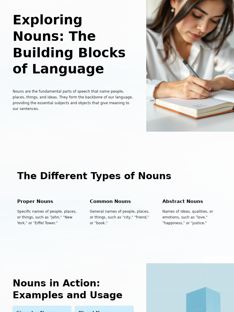Exploring Nouns The Building Blocks of Language | PDF