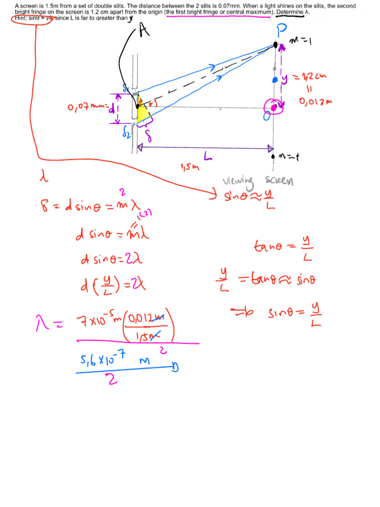 PHY1DB1 Lecture - Double Slit Practice Problems-Solutions | PDF