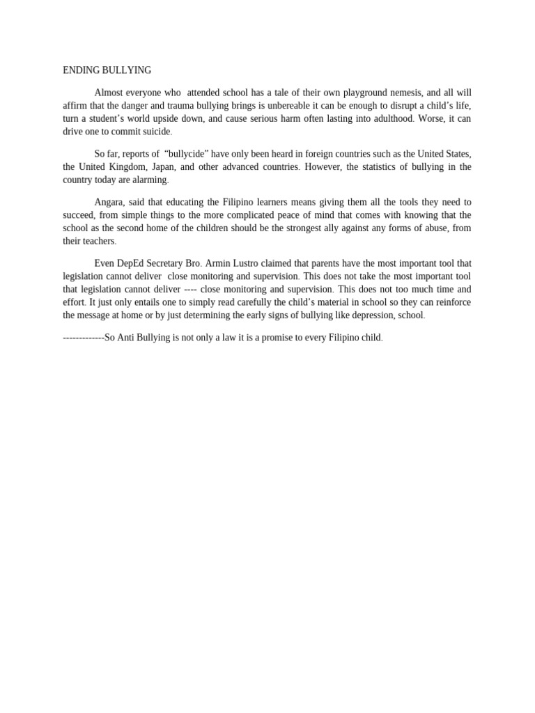 Ending Bullying | PDF