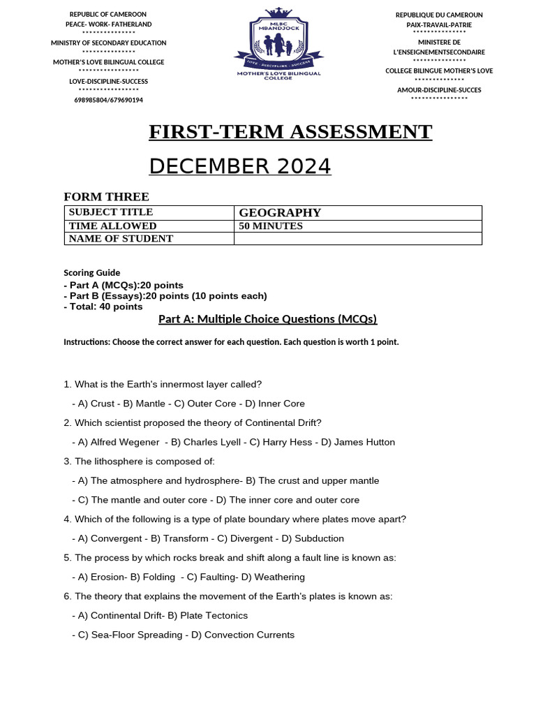Geography Form 3 | PDF | Plate Tectonics | Rock (Geology)