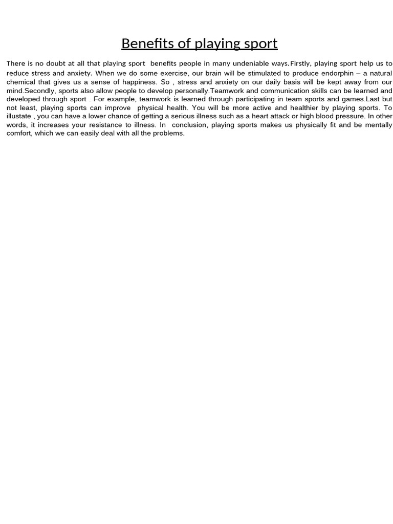 Advantages of Playing Sports | PDF
