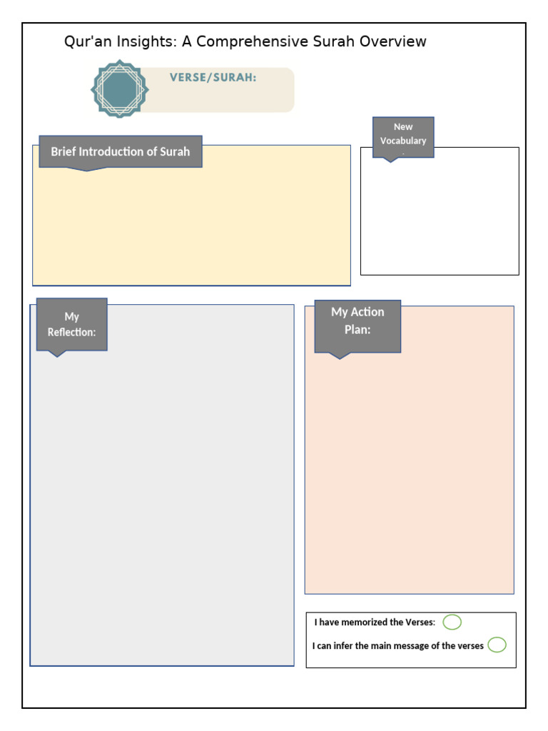 Quran Reflection-Worksheet | PDF