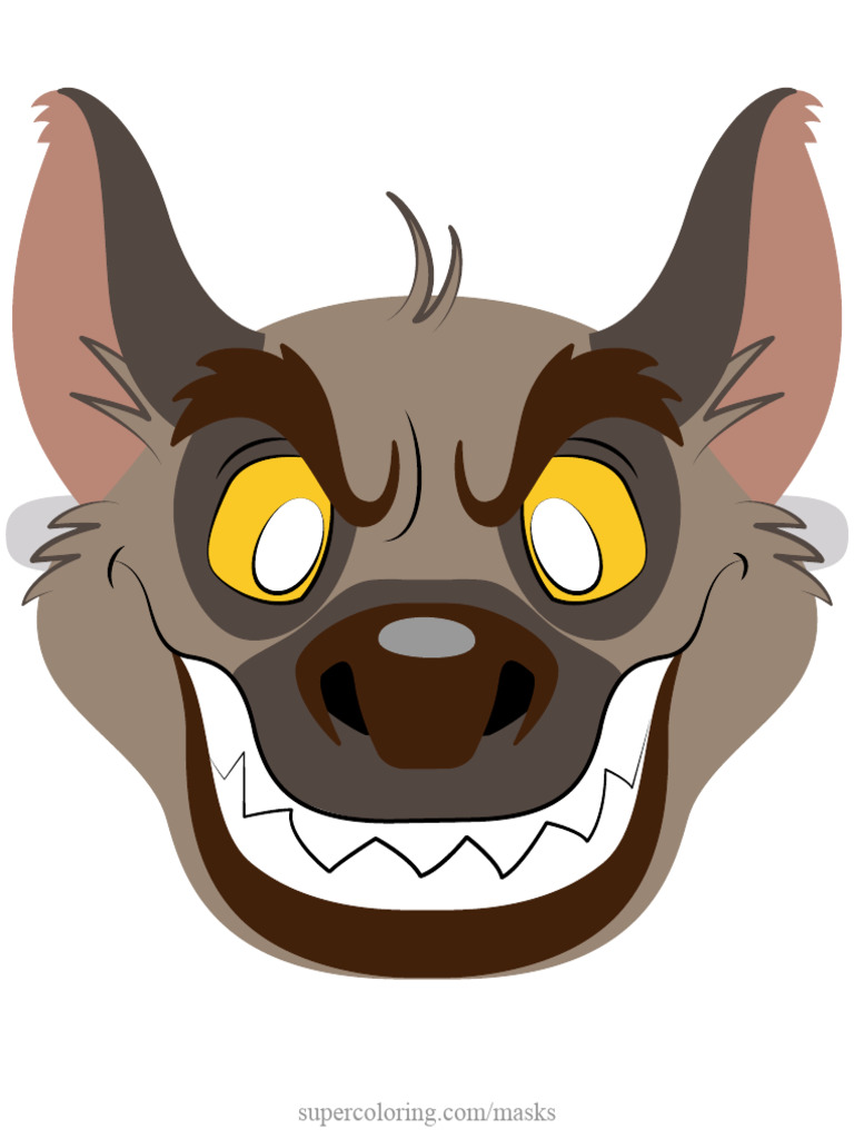 Hyena Mask Colored Template Paper Craft | PDF