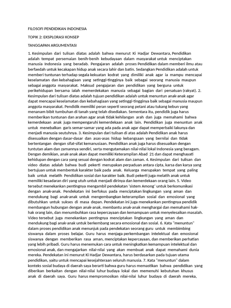 Eksplorasi Konsep Filosofi Pendidikan Indonesia | PDF