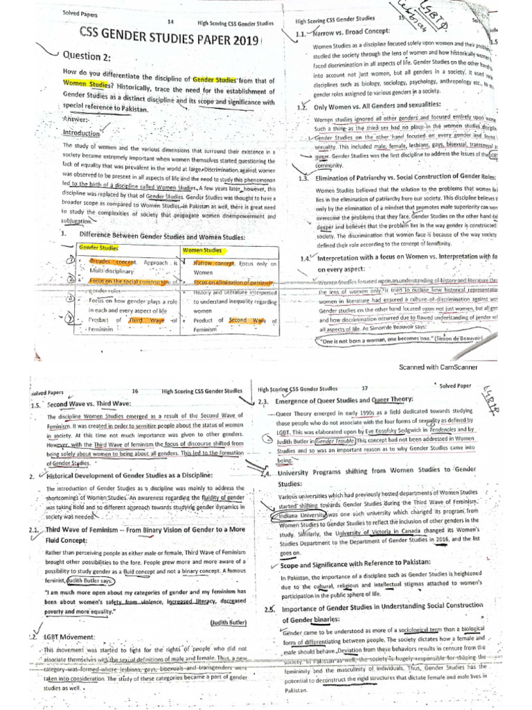 Gender-Past-Paper-Solved CSS | PDF