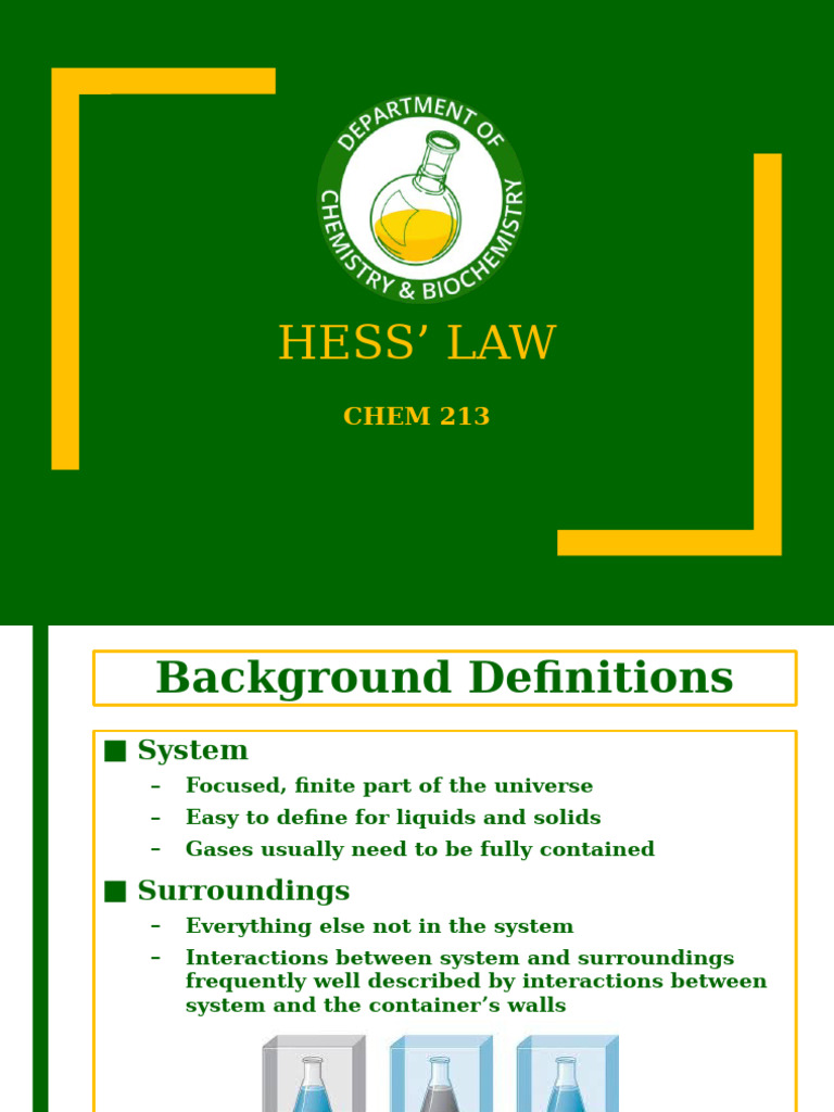 Hess's Law Chem213 | PDF | Heat | Enthalpy