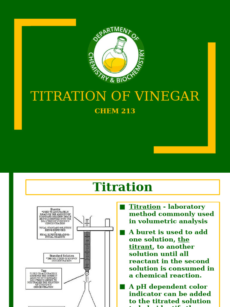 Vinegar Titration Lab Procedure Guide | PDF | Titration | Chemistry