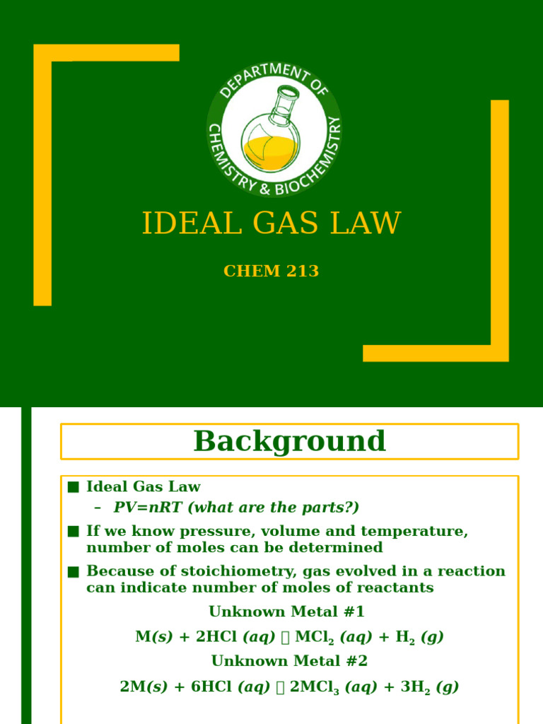 Ideal Gas Law Lab Procedure | PDF