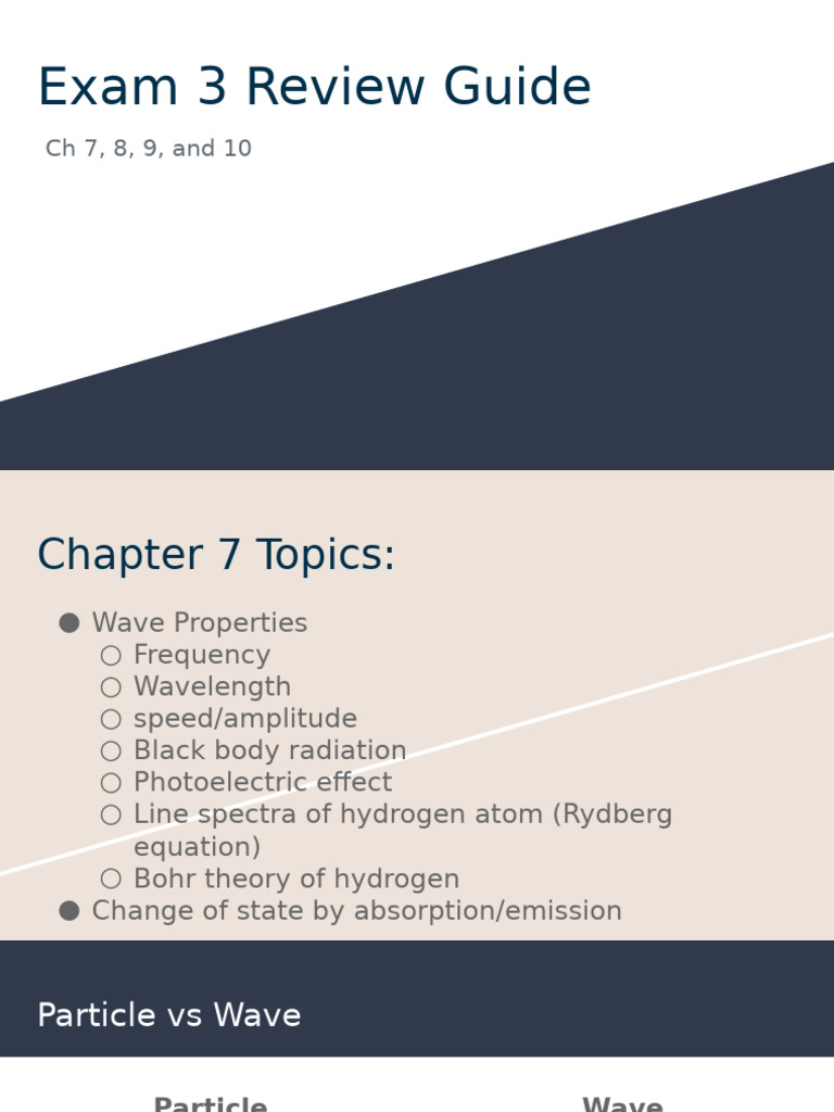Exam 3 Review: Wave and Quantum Concepts | PDF | Emission Spectrum ...