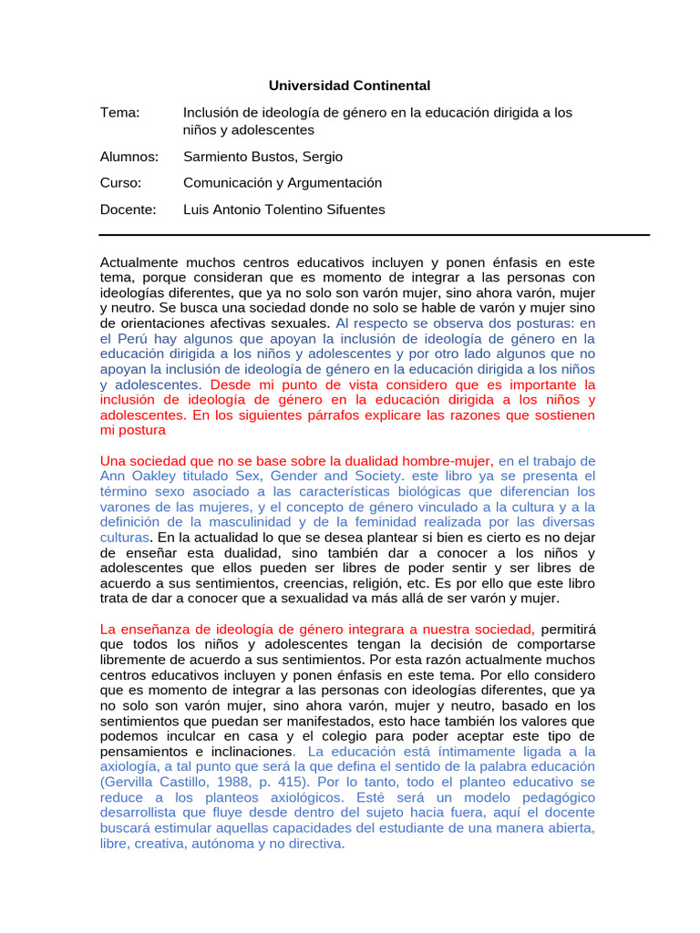 Pa3 Sergio Sarmiento | PDF | Género | Estudios de género Pa3 Sergio Sarmiento | PDF | Género | Estudios de género