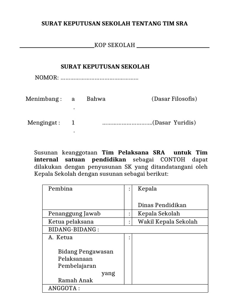 SK Kepala Sekolah SRA | PDF