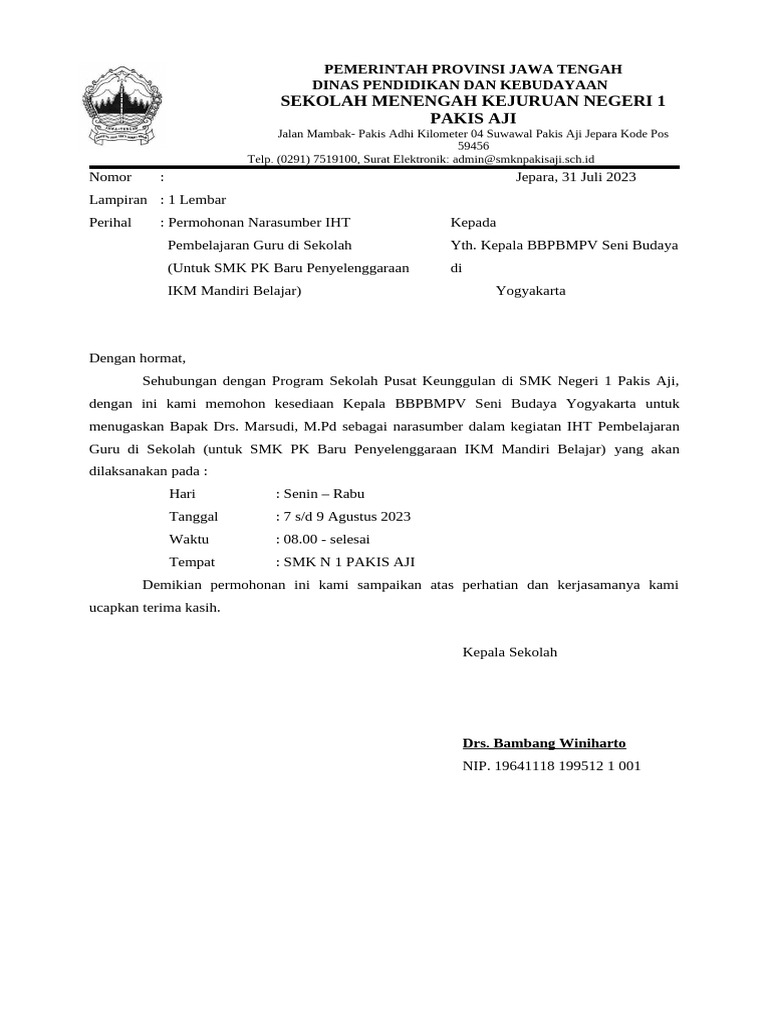 Surat Permohonan Narasumber Iht | PDF