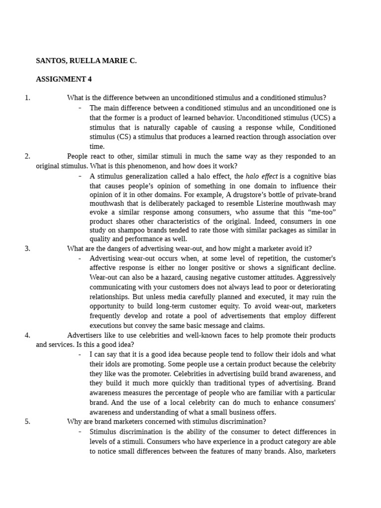 Santos, Ruella Marie C. Assignment 4: Halo Effect | PDF | Learning | Memory
