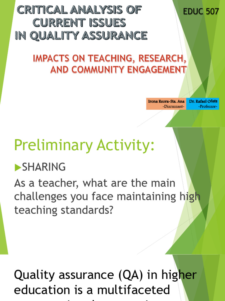 Quality Assurance Challenges in Education | PDF | Quality Assurance ...
