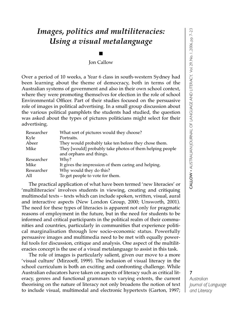 Images, Politics and Multiliteracies | PDF | Literacy | Pedagogy