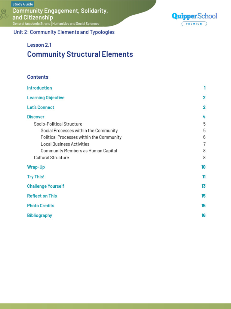 CESC Un. CESC Unit 2.1 Community Structural Elements 01 | PDF ...