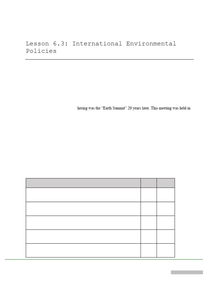 International Environmental Policies Overview | PDF | United Nations ...