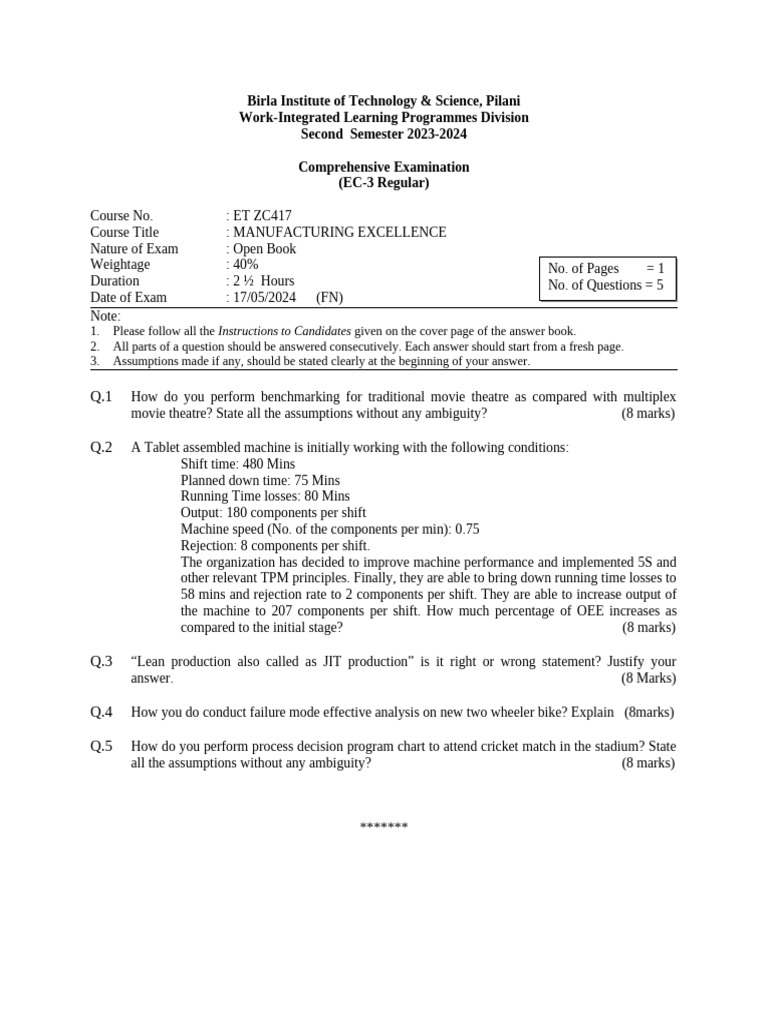 Et ZC417 Ec-3r Second Sem 2023-2024 | PDF