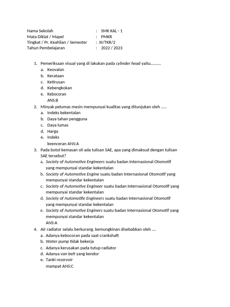 SOAL PMKR KELAS XI PAS Semester 2 | PDF