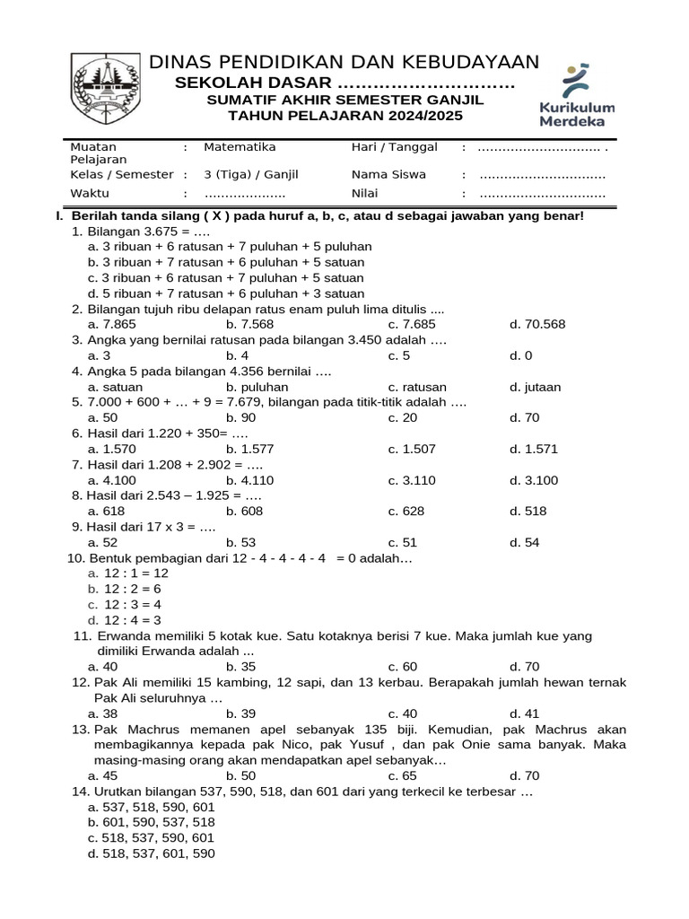Matematika Soal Fix | PDF