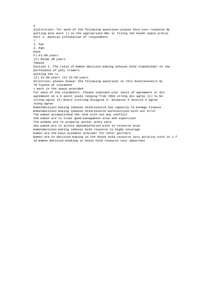 The Second Questionnaires | PDF