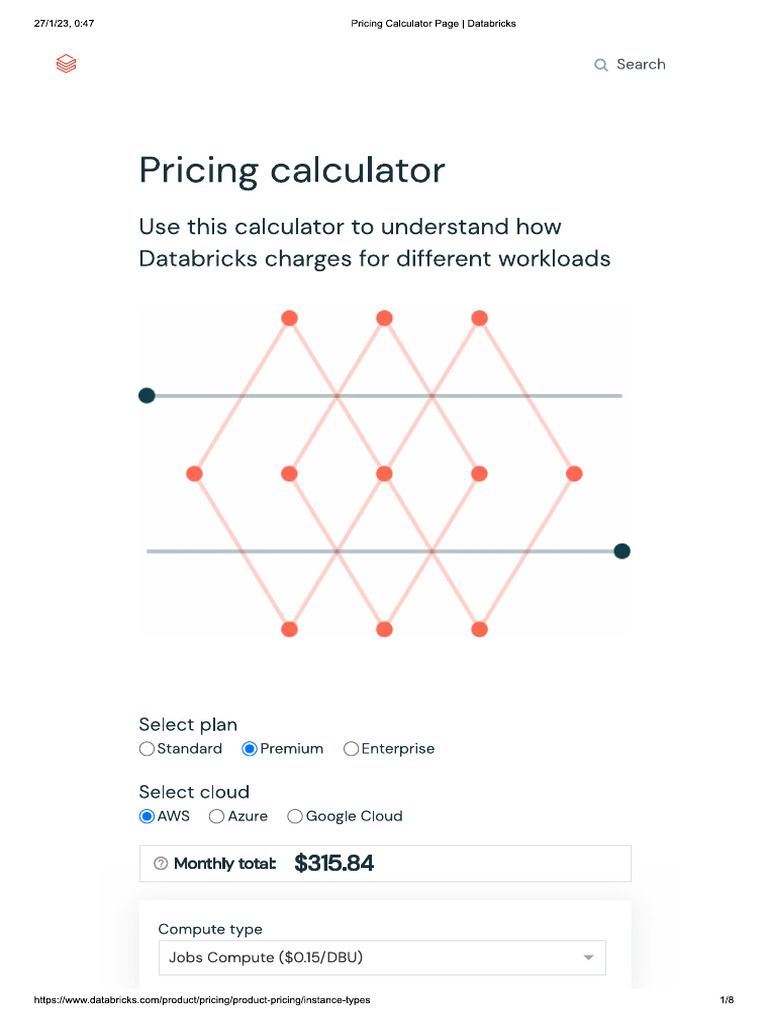 Pricing Calculator Page - Databricks | PDF