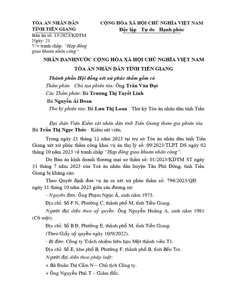 TH 6 - BAPT 13 về giao khoán nhân công | PDF