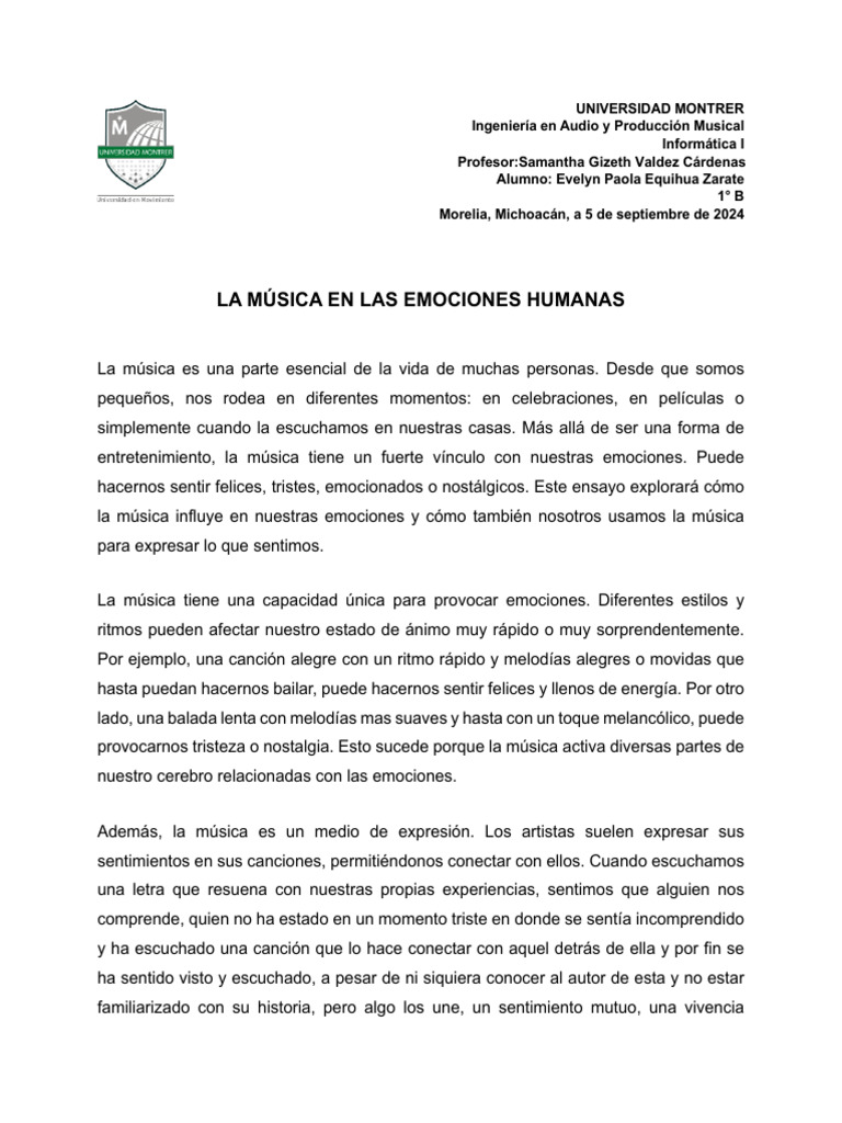 La Musica en Las Emociones | PDF | Las emociones | Canciones La Musica en Las Emociones | PDF | Las emociones | Canciones